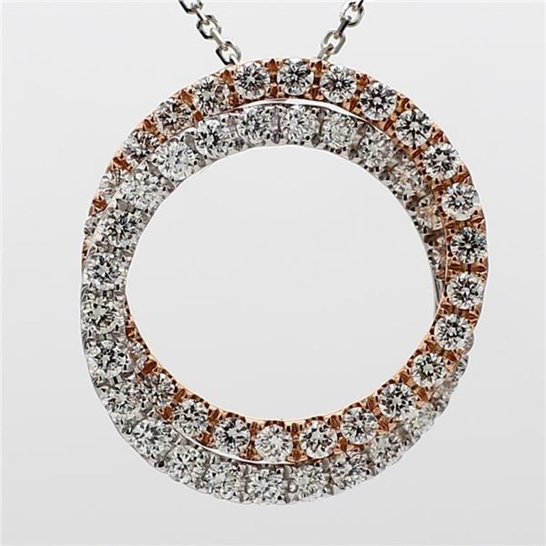 Natural White Round Diamonds 1.25 Carat TW Rose Gold Circle Pendant For ...