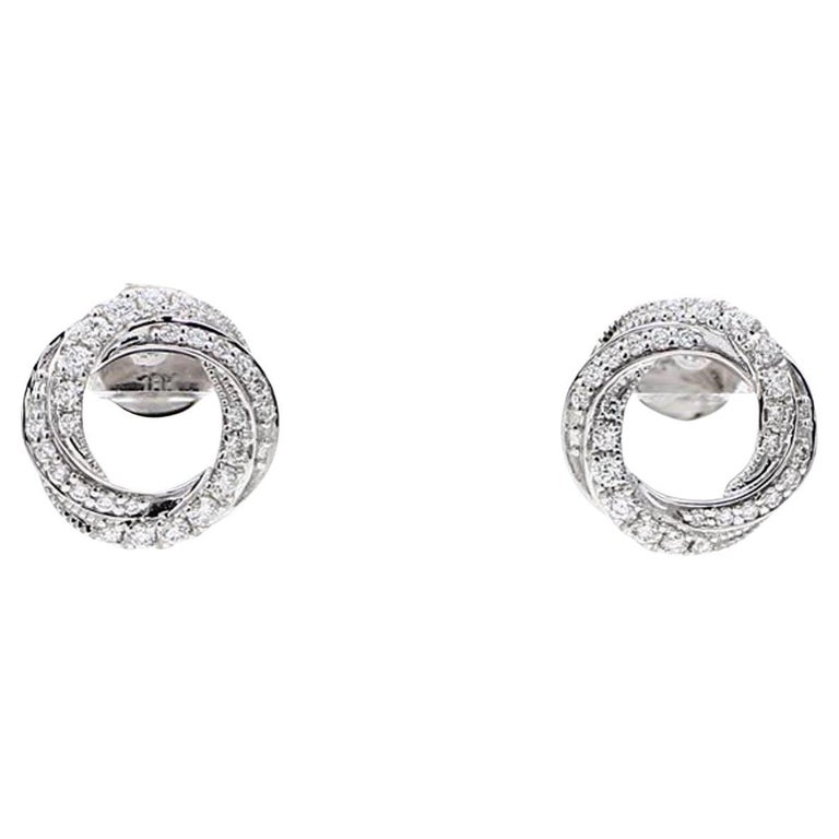 Natural White Round Diamond .33 Carat TW White Gold Hoop Earrings For ...