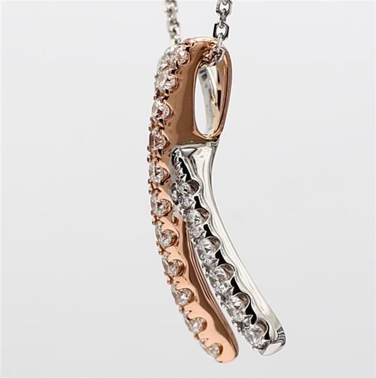 Natural White Round Diamond .55 Carat TW Rose Gold X-Shape Pendant For ...