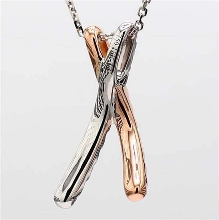 Natural White Round Diamond .55 Carat TW Rose Gold X-Shape Pendant For ...