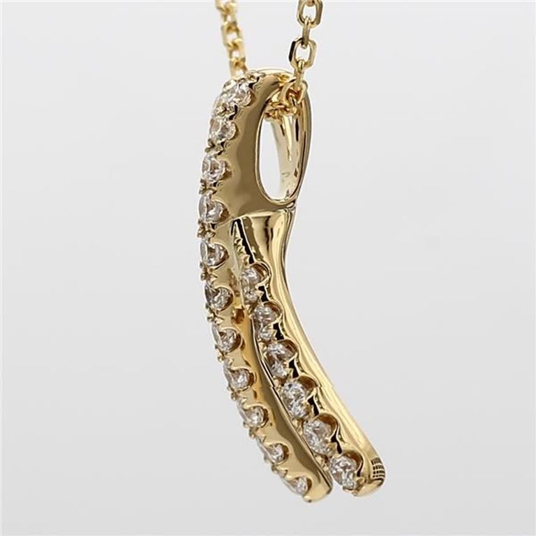 Natural White Round Diamond .55 Carat TW Yellow Gold Drop Pendant For ...