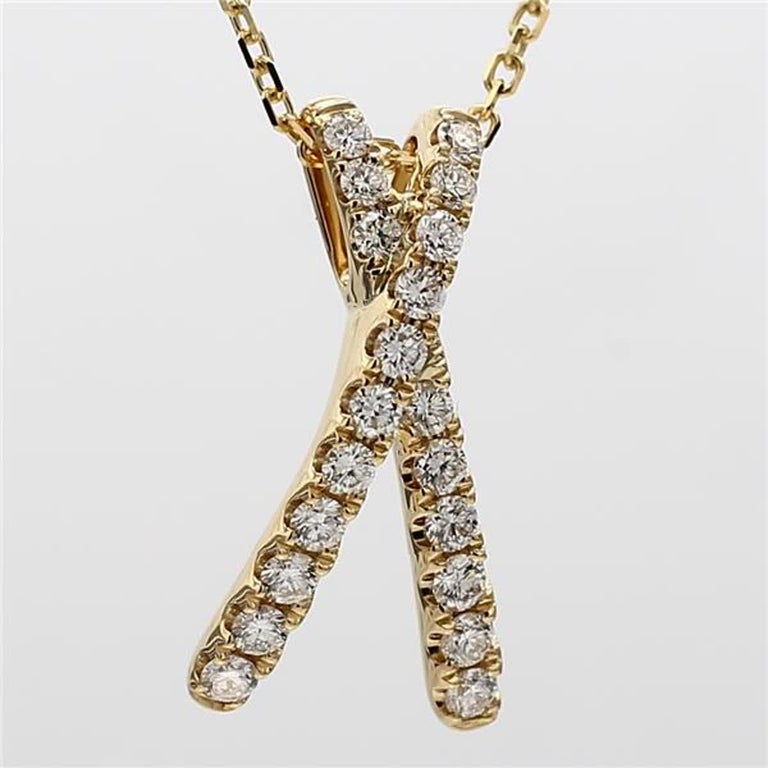 Natural White Round Diamond .55 Carat TW Yellow Gold Drop Pendant For ...