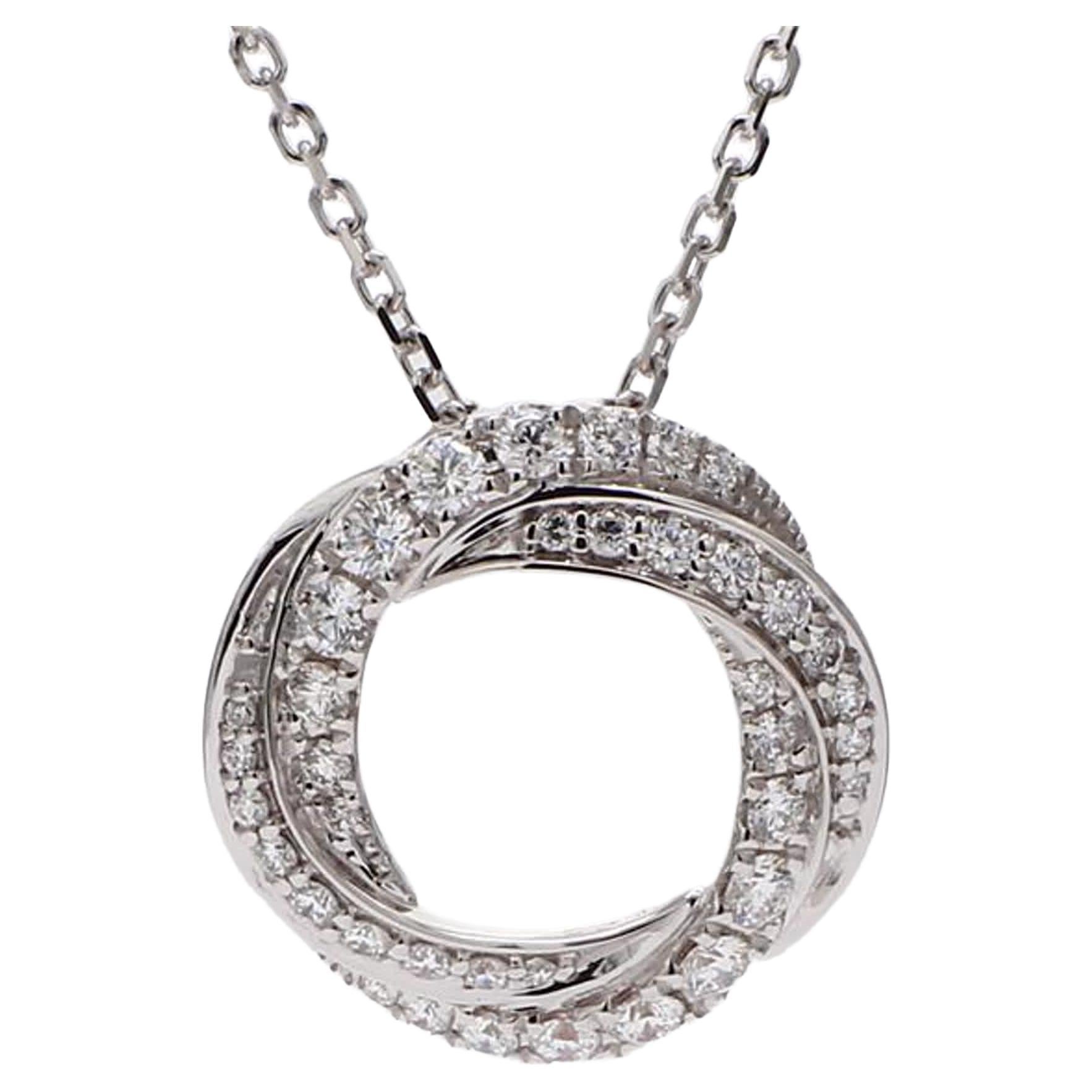 Natural White Round Diamond 1.25 Carat TW White Gold Circle Pendant For ...