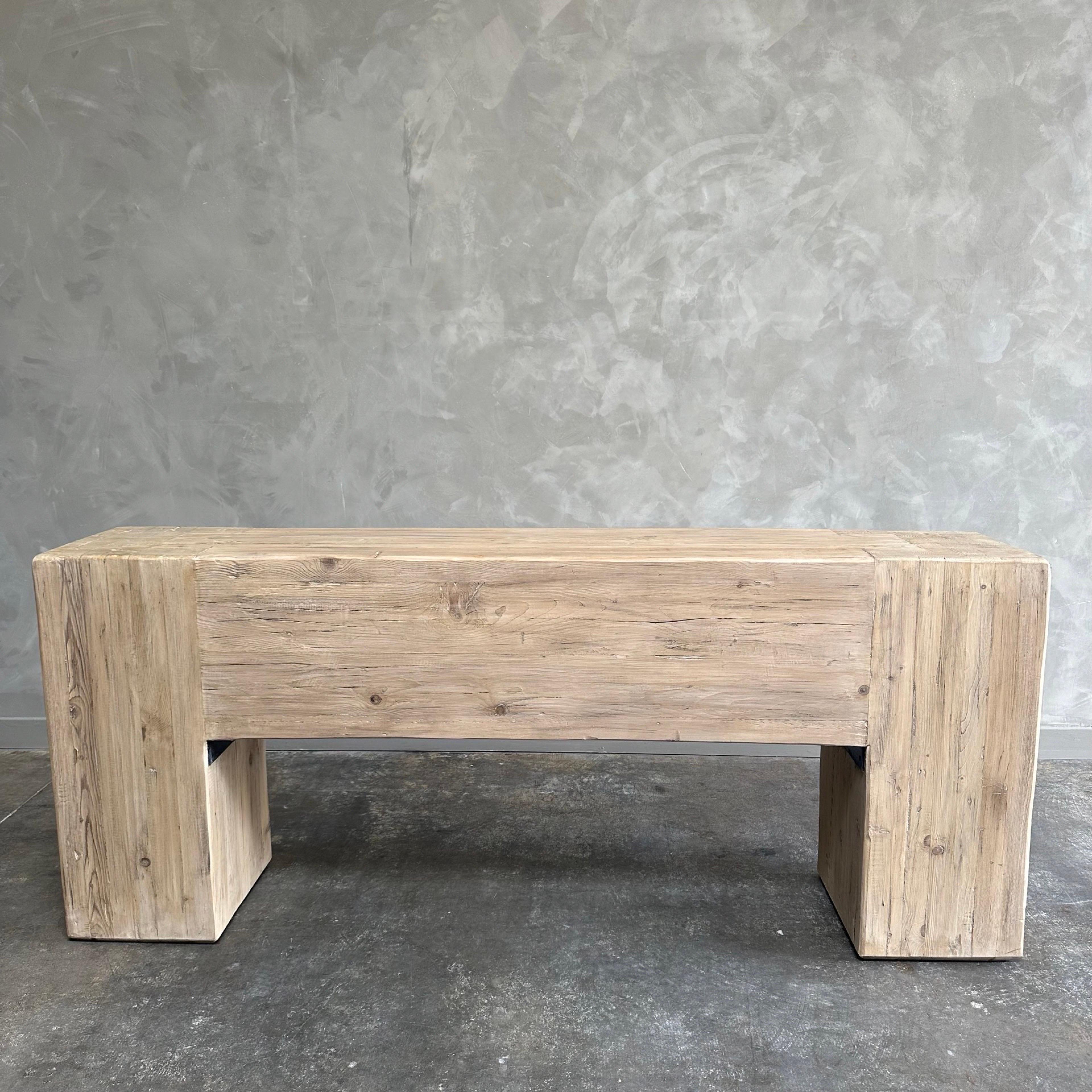 Natural Wood Beam Console Table Short Length For Sale at 1stDibs