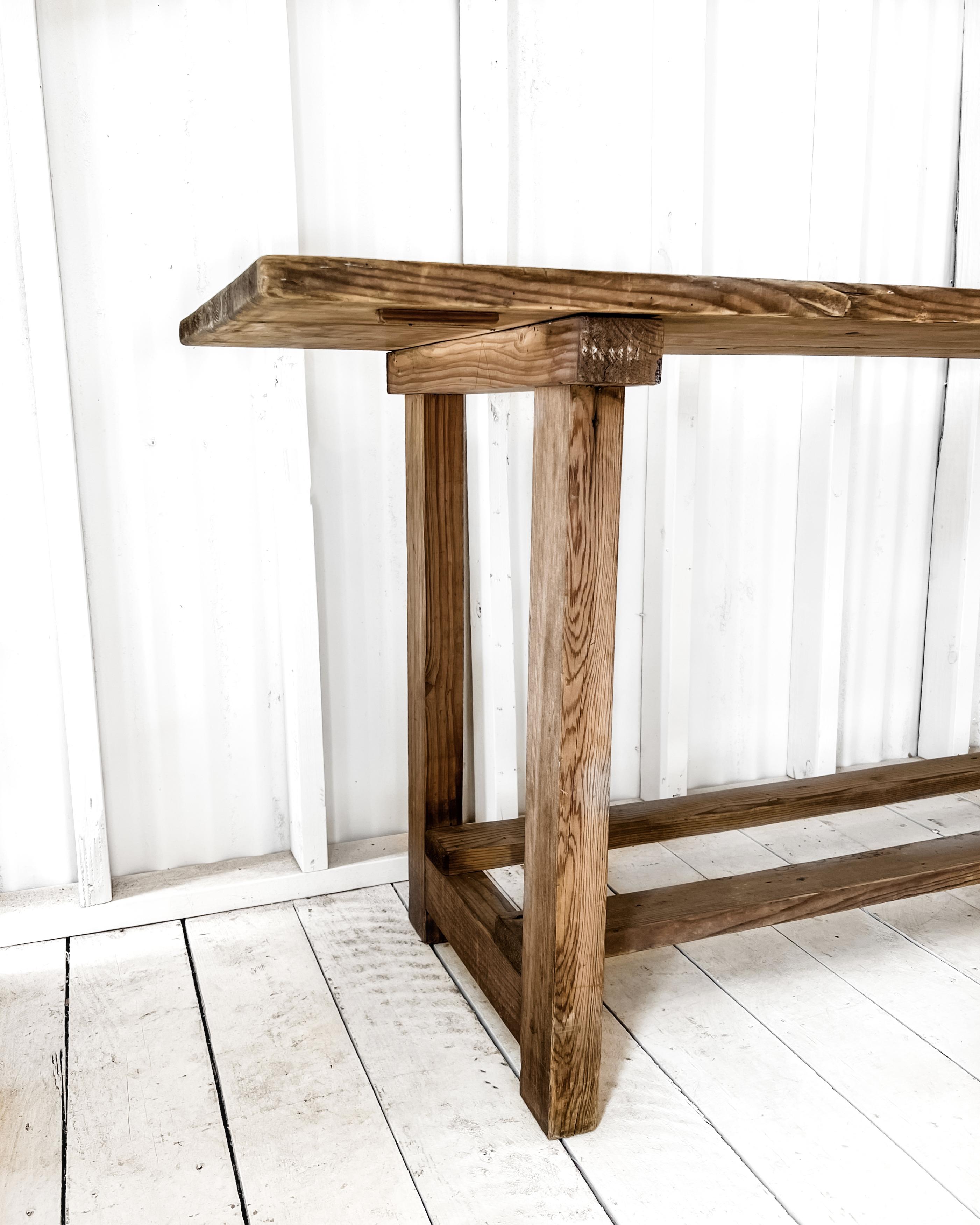 Natural Wood Rustic French Console Table For Sale at 1stDibs