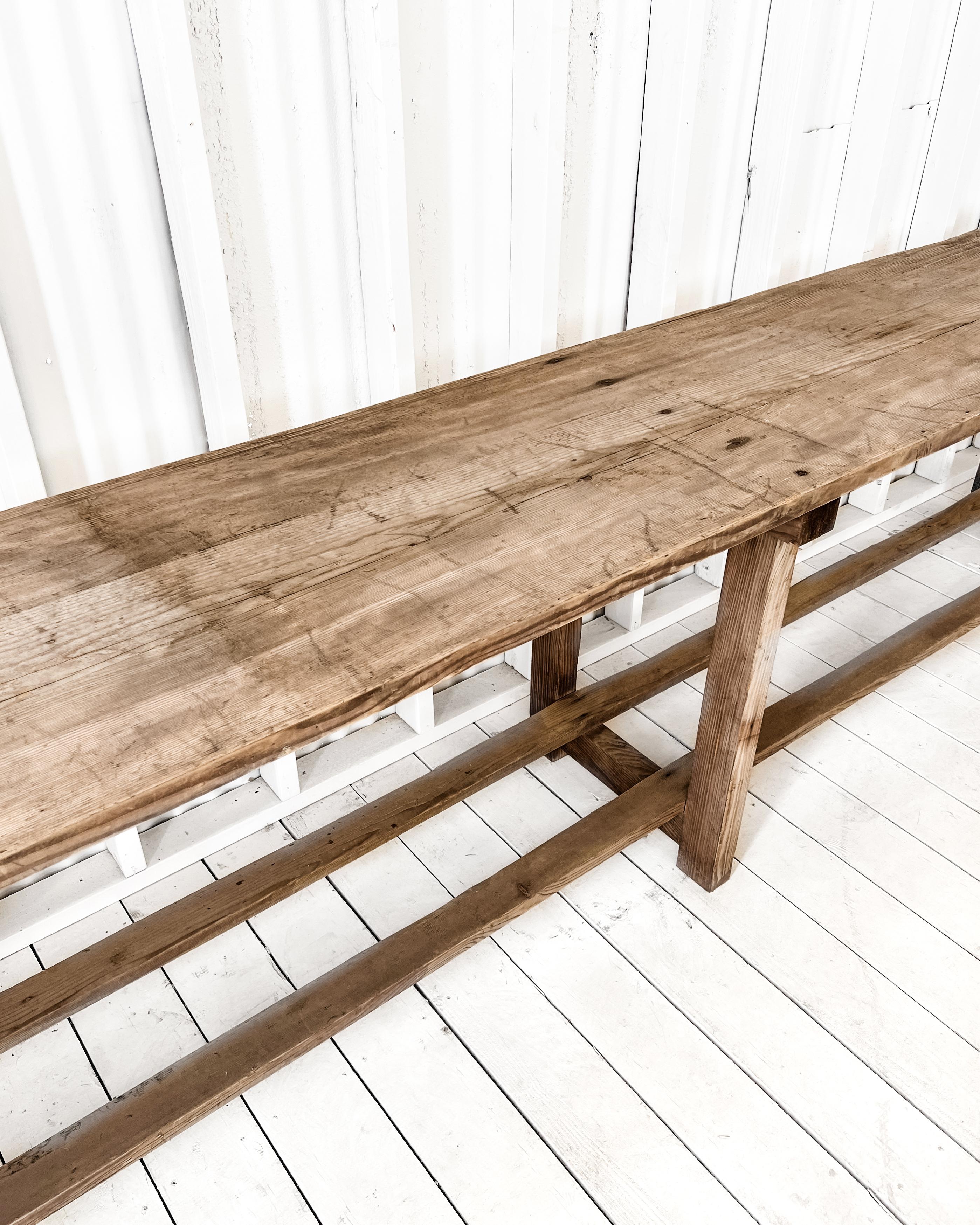 Natural Wood Rustic French Console Table For Sale at 1stDibs
