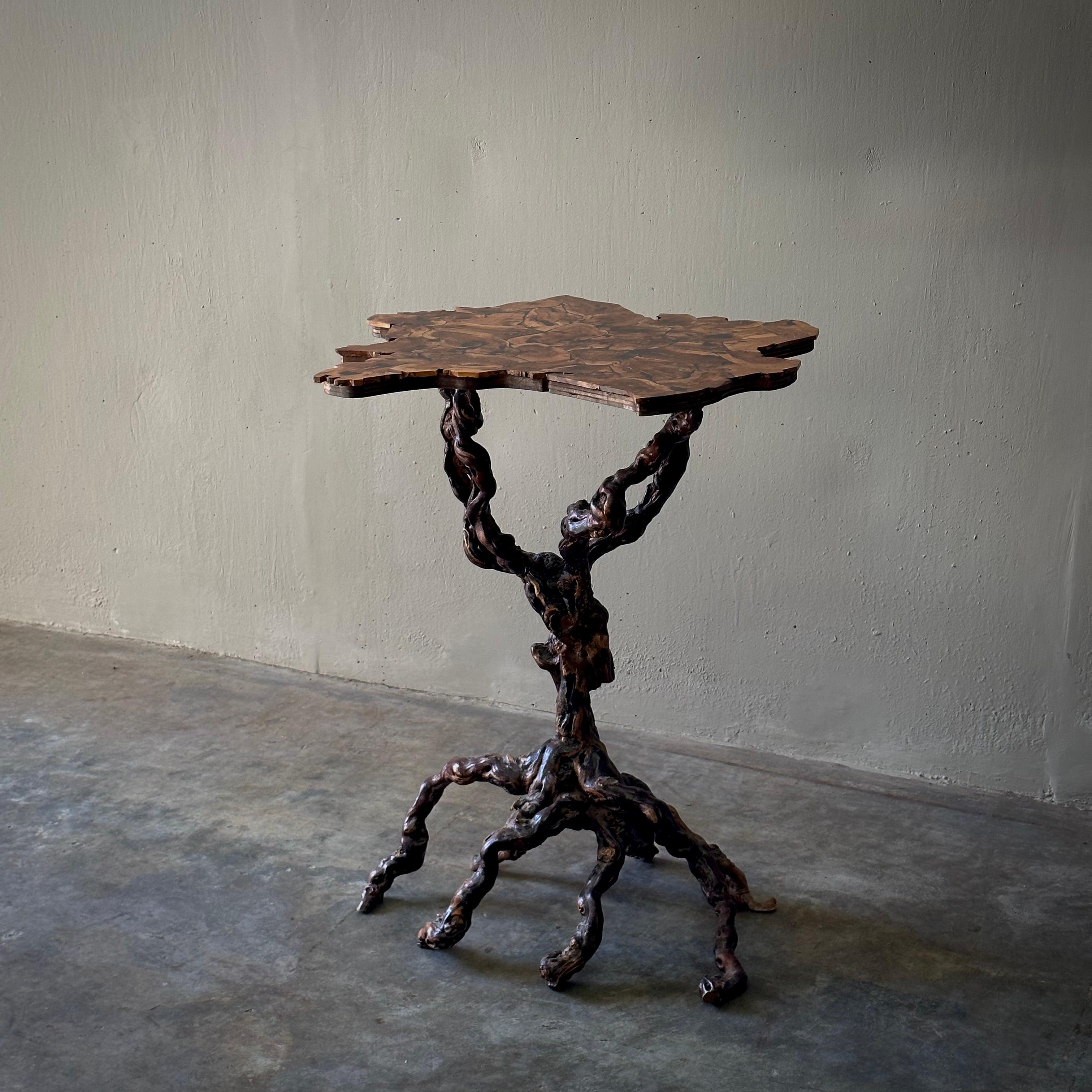 1940s French Natural Wood Side Table at 1stDibs