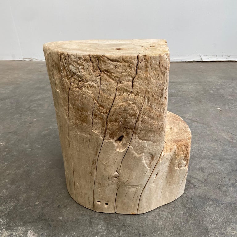 Natural Wood Stump Stool or Rustic Side Table For Sale at 1stDibs