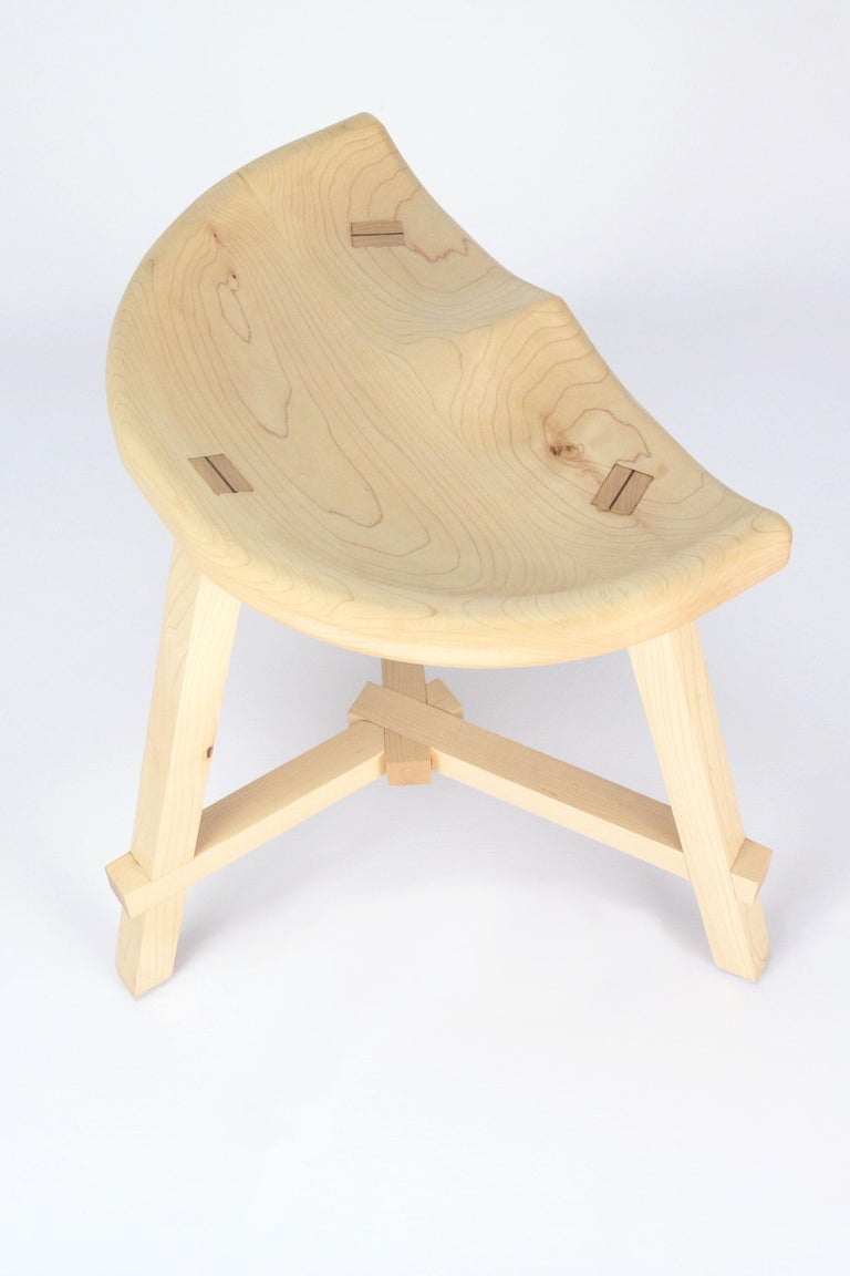 Natural Wood Vanity Stool For Sale at 1stDibs