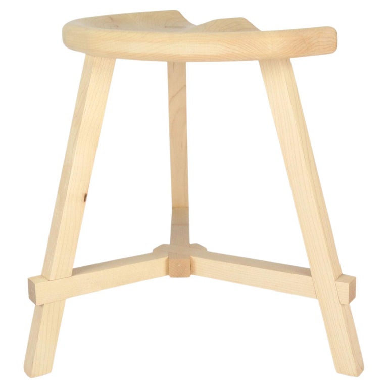 Natural Wood Vanity Stool For Sale at 1stDibs