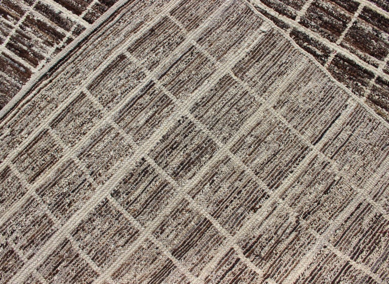 Natural Wool Modern Rug with Graph Design in Brown and Taupe For Sale ...
