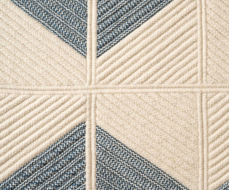 Sketch Woven Wool Rug in Blue and Cream, Custom Made in the USA For ...