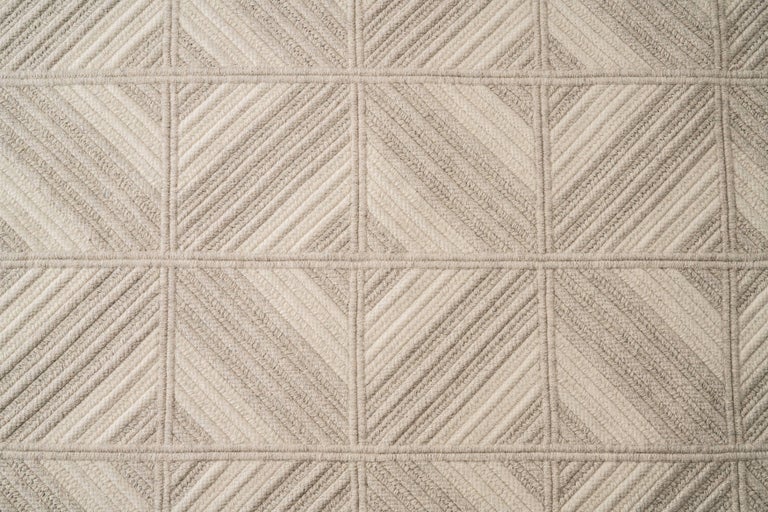 Araz Rug, Natural Woven Light Grey and Cream Wool, Custom Made in USA ...