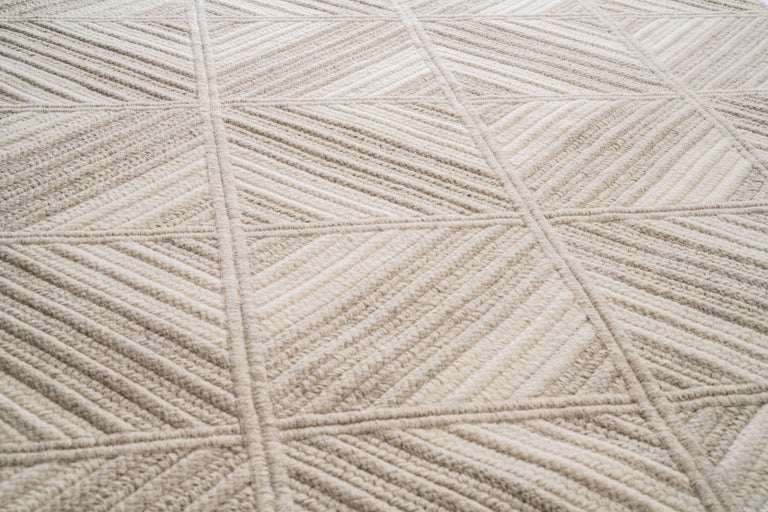 Araz Natural Woven Wool Rug in Light Grey, Custom Made in USA For Sale ...