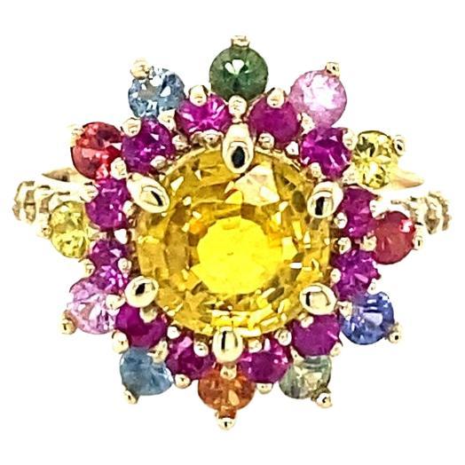 8.89 Carat Natural Opal Multi Sapphire Diamond Yellow Gold Cocktail ...