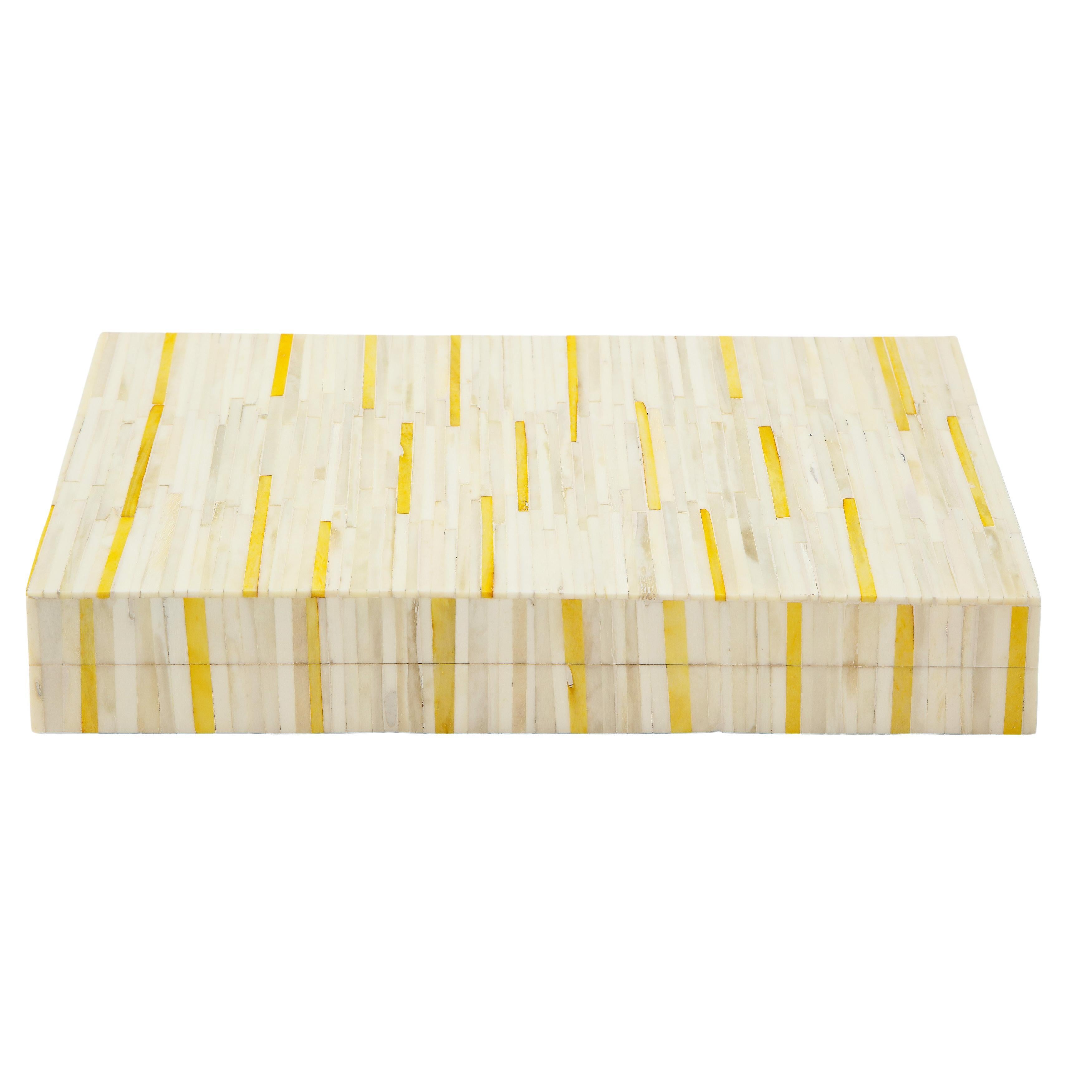 Grey, Natural, Tan Bone Mosaic Pattern Box For Sale at 1stDibs