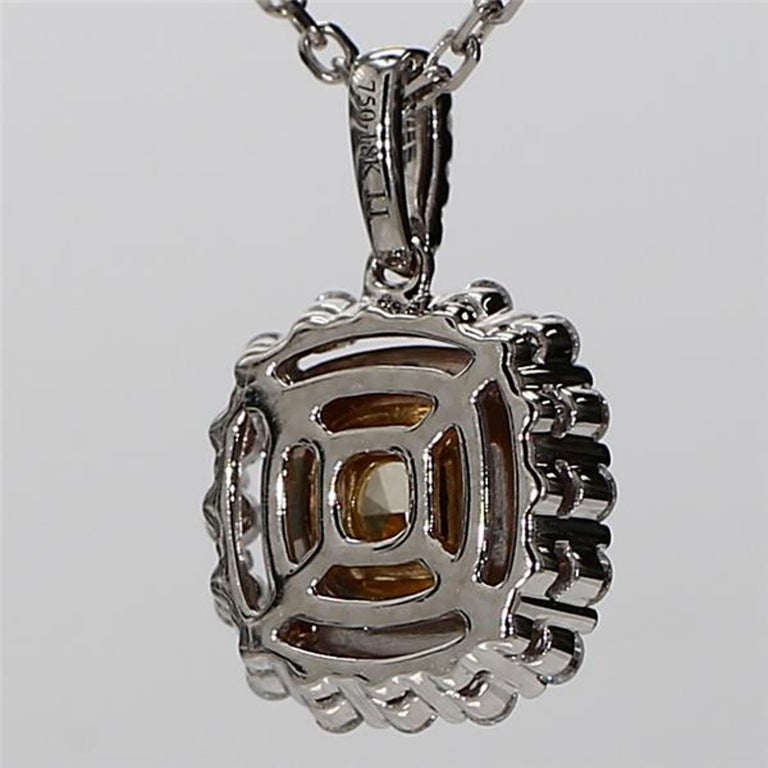 Natural Yellow Cushion and White Diamond 1.11 Carat TW Gold Drop ...