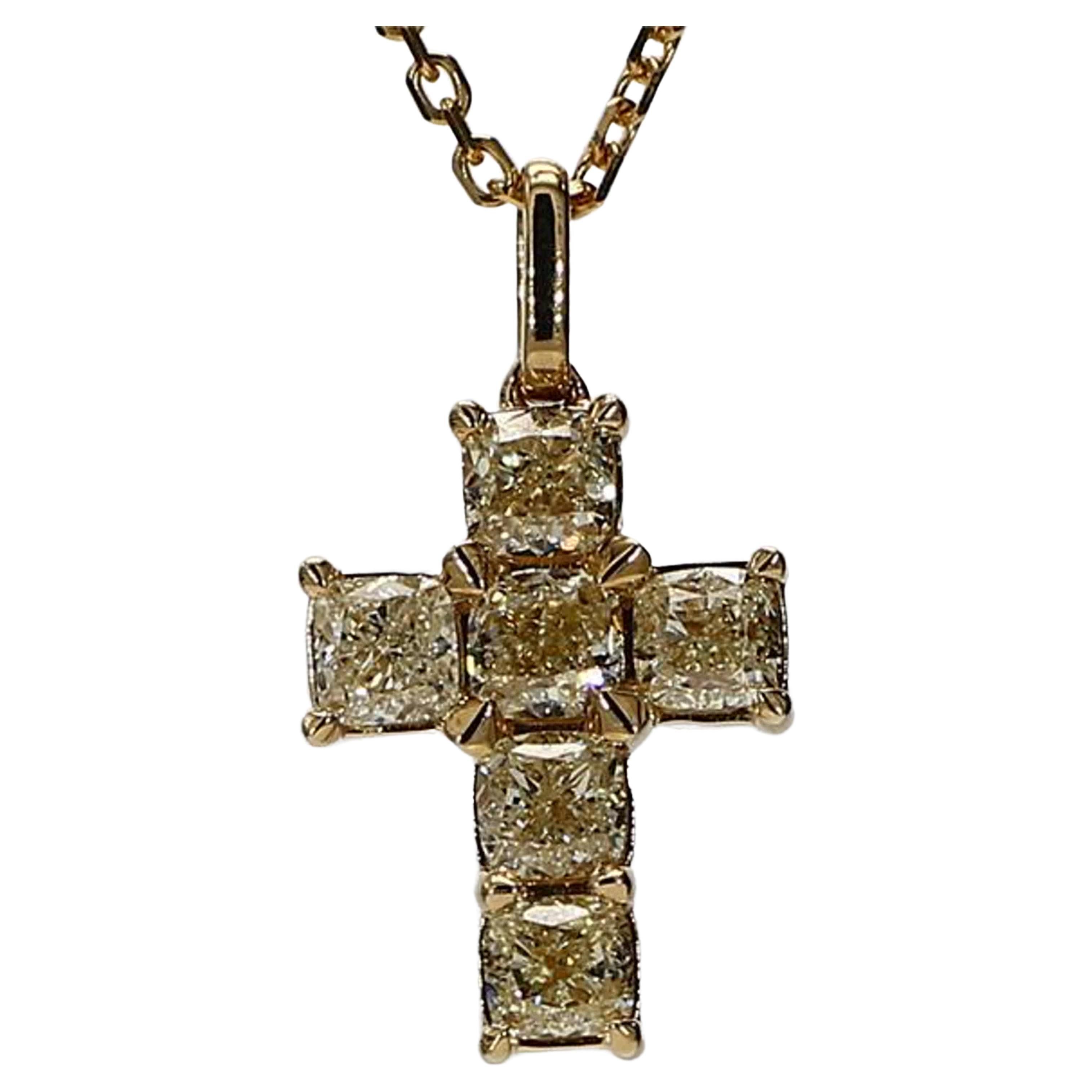 3.44 Carat Cushion Cut Yellow Diamond Cross For Sale at 1stDibs ...