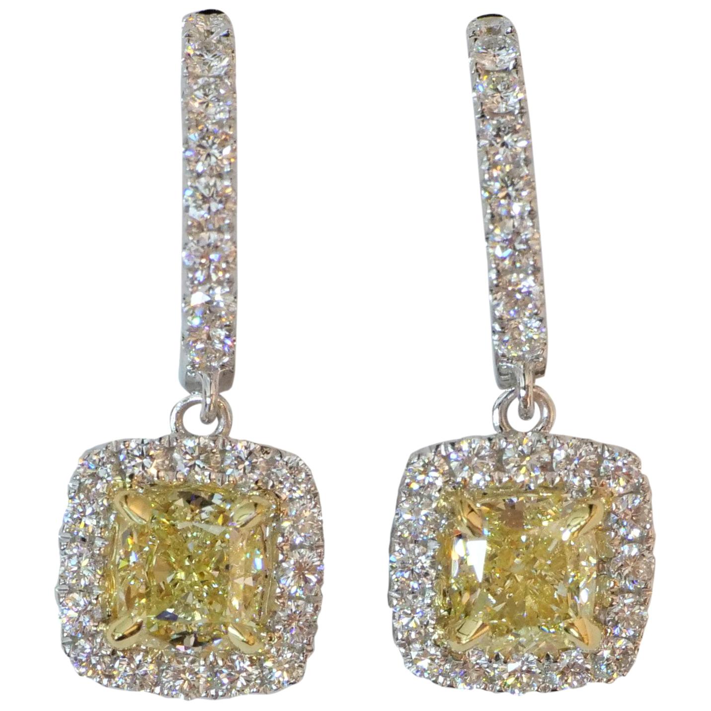Slice Yellow Diamond Gold Earrings For Sale at 1stDibs