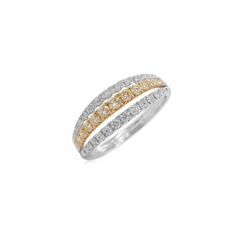 Natural Yellow Diamond 18K Gold Band Ring For Sale at 1stDibs