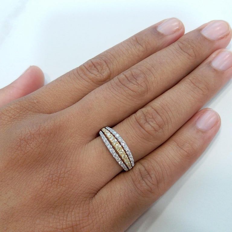 Natural Yellow Diamond 18K Gold Band Ring For Sale at 1stDibs