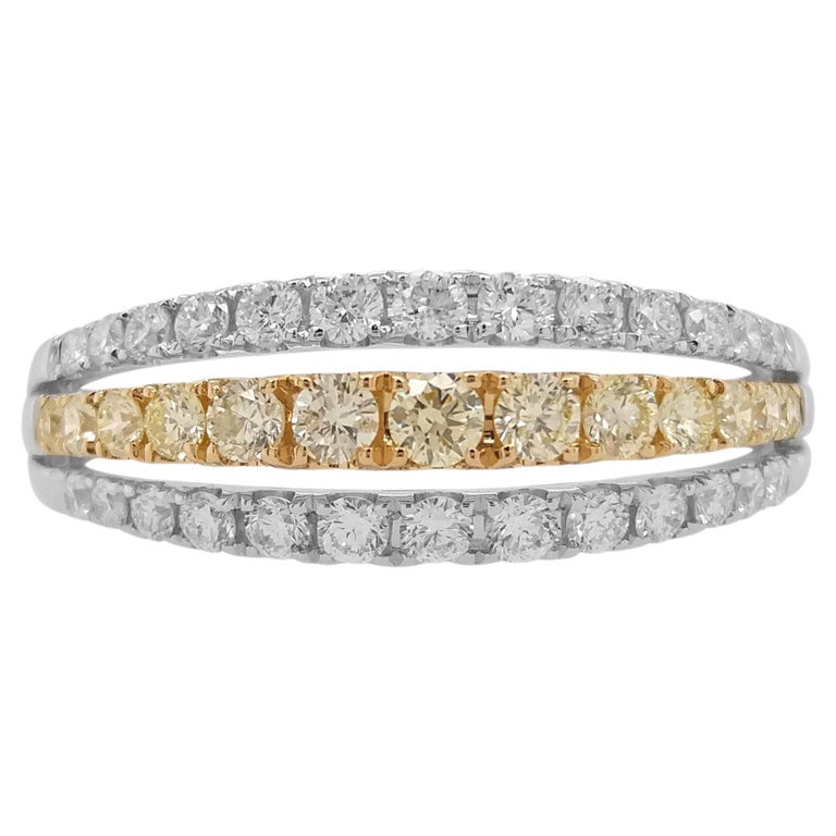 Natural Yellow Diamond 18K Gold Band Ring For Sale at 1stDibs