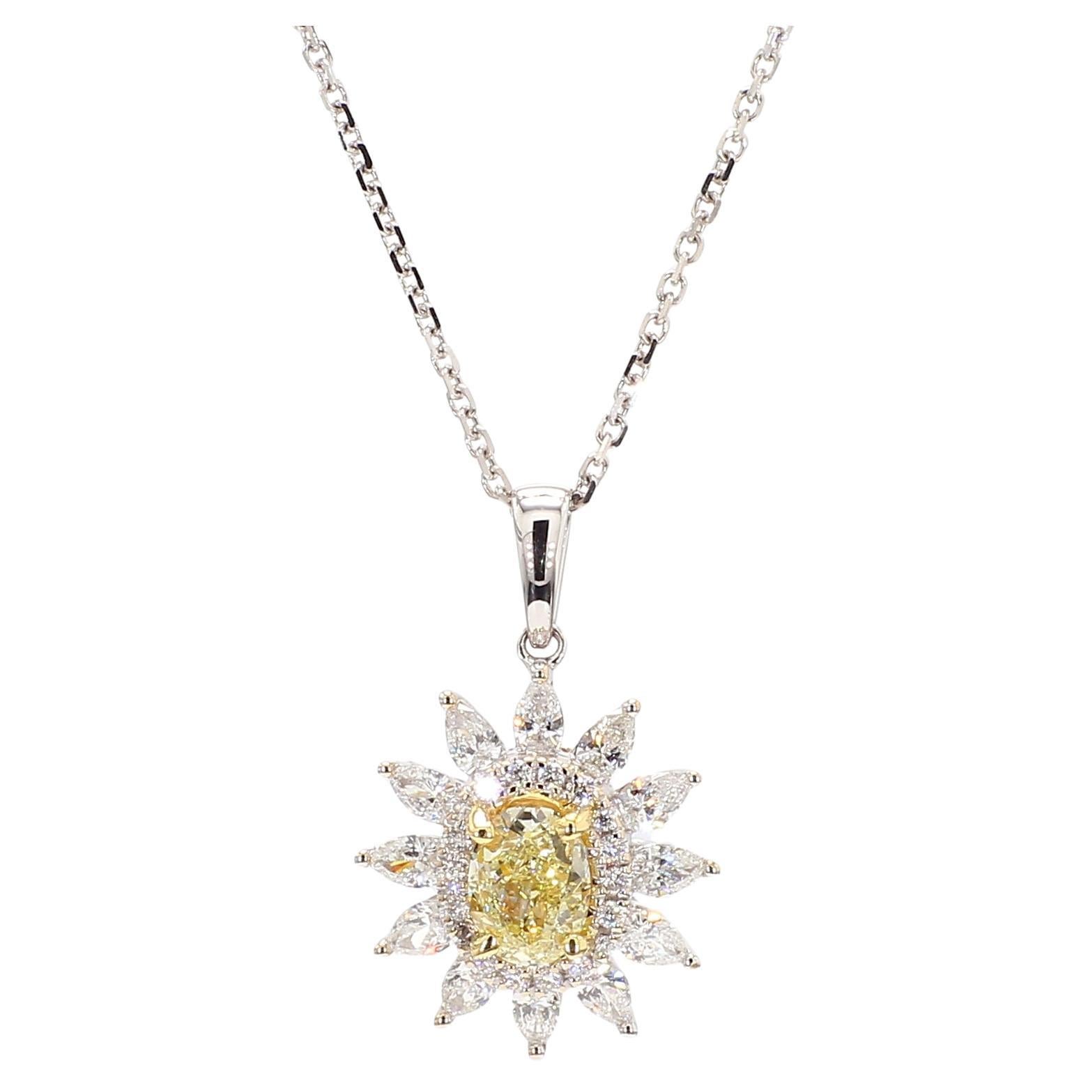 Natural Yellow Oval Diamond 0.66 Carat TW Gold Drop Pendant For Sale at ...