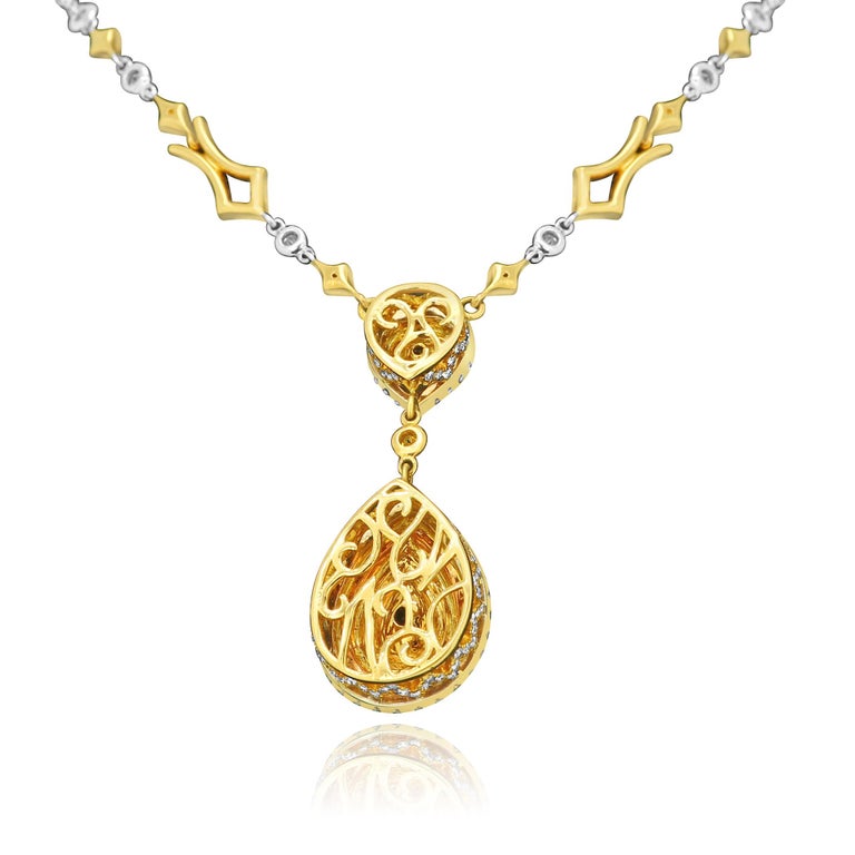 Natural Yellow Pink White Diamond Triple Halo Three Color Gold Drop ...
