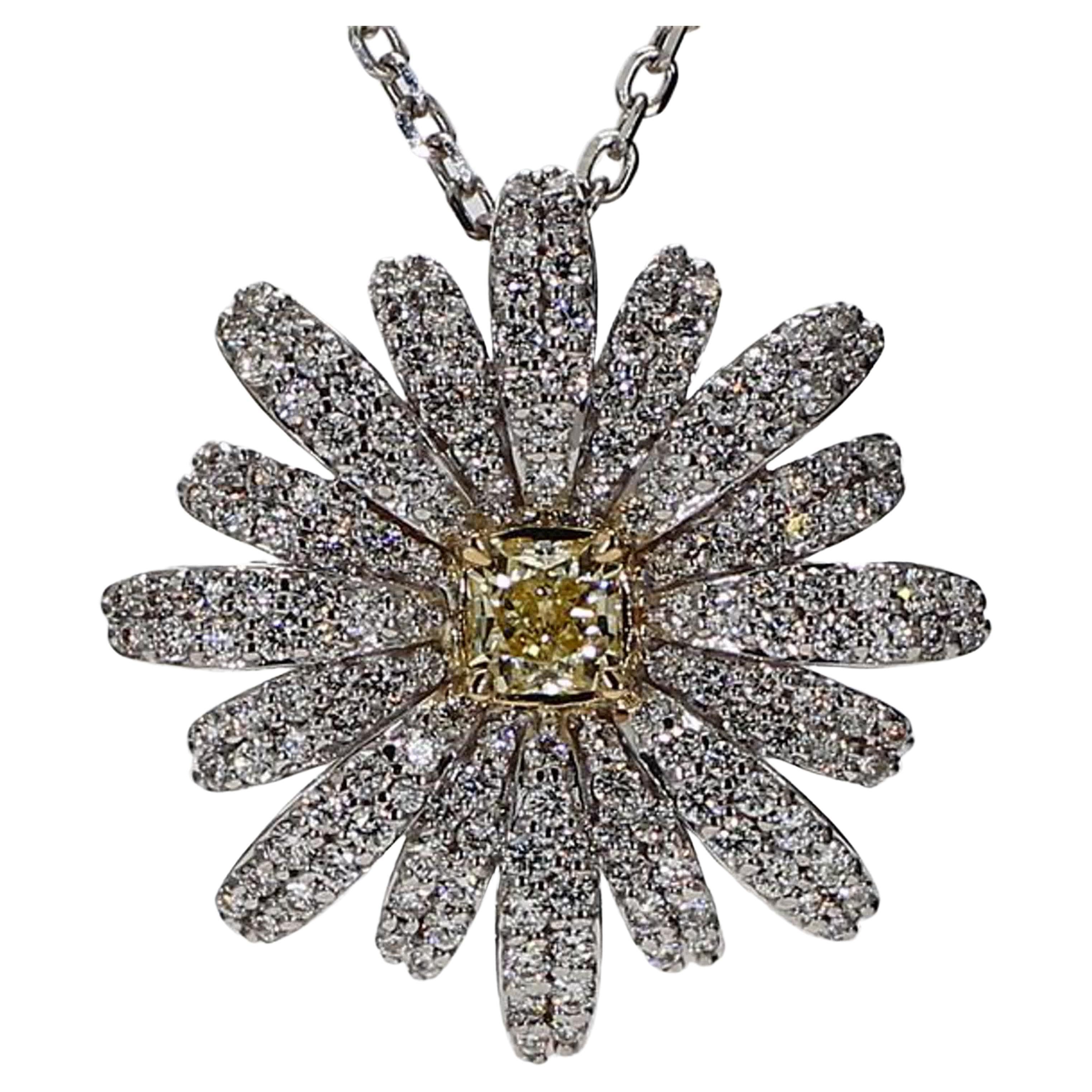 Natural Yellow Radiant and White Diamond 1.98 Carat TW Gold Drop ...