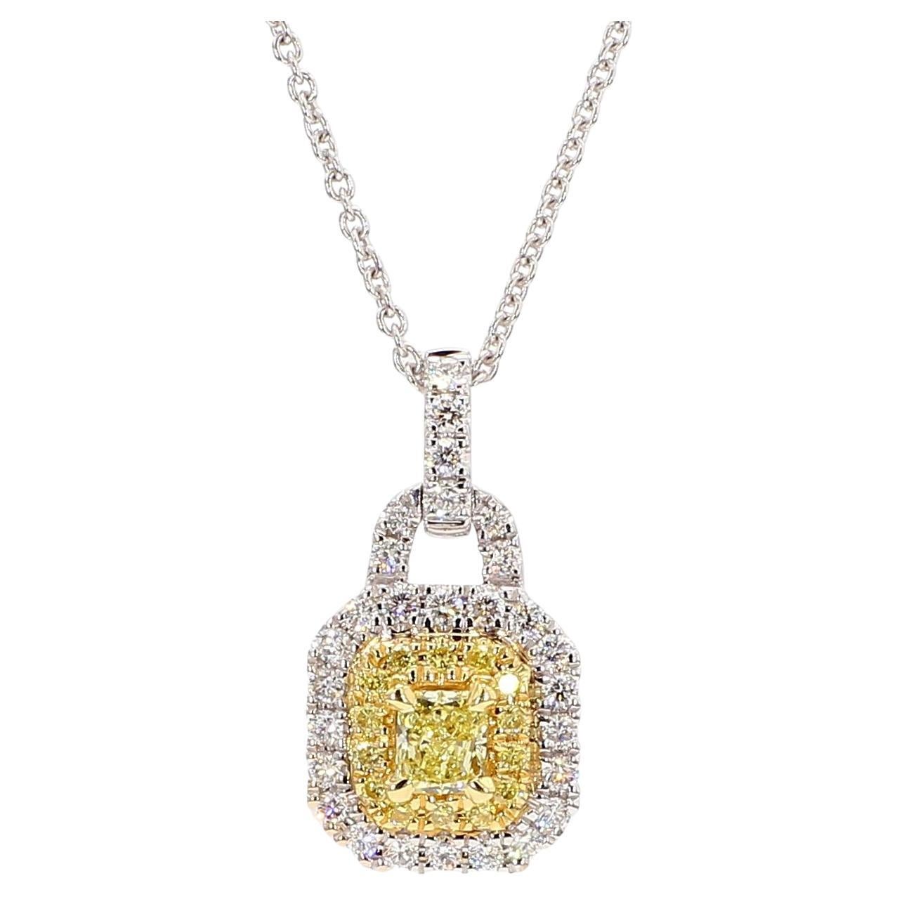 Natural Yellow Radiant and White Diamond .58 Carat TW Gold Drop Pendant ...