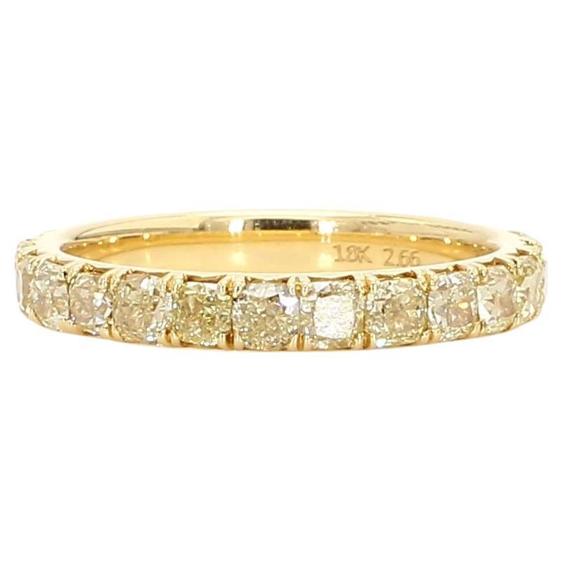 Natural Yellow Radiant Diamond 2.84 Carat TW Yellow Gold Eternity Band ...