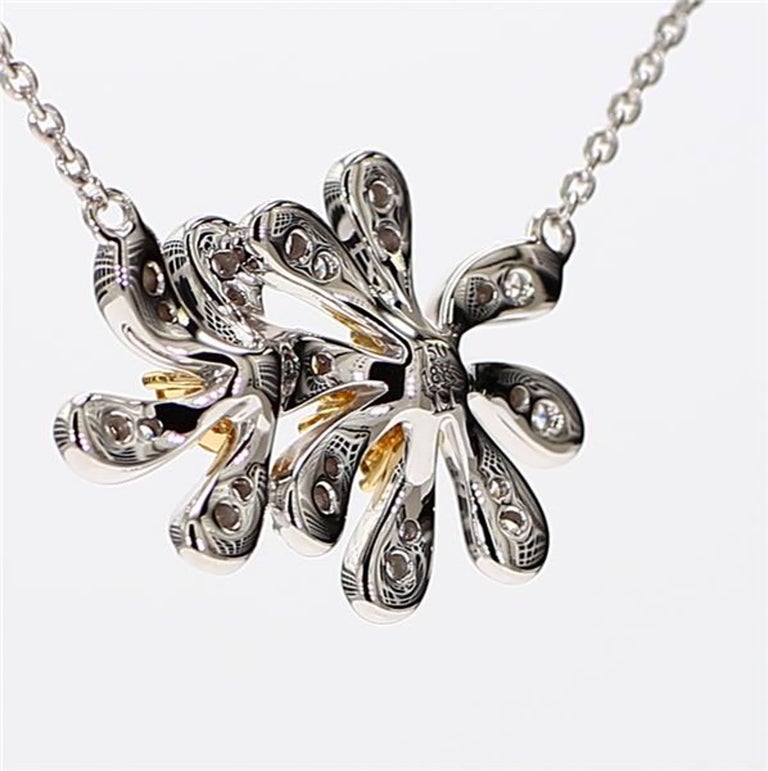 Natural Yellow Round and White Diamond .35 Carat TW Gold Drop Pendant ...