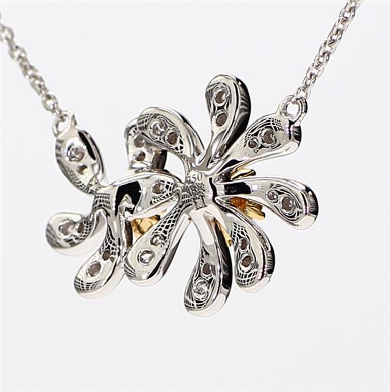 Natural Yellow Round and White Diamond .35 Carat TW Gold Drop Pendant ...