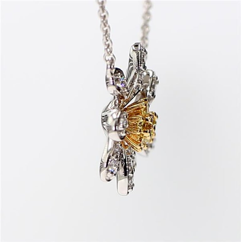 Natural Yellow Round and White Diamond .35 Carat TW Gold Drop Pendant ...