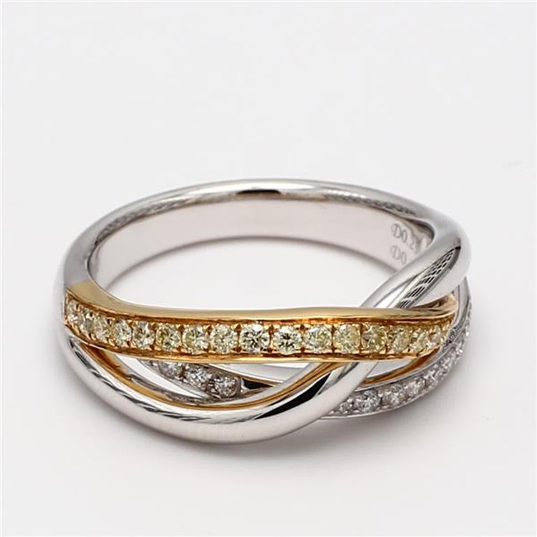 Natural Yellow Round and White Diamond .37 Carat TW Gold Wedding Band ...