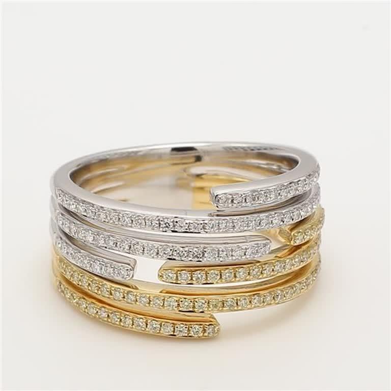Natural Yellow Round and White Diamond .49 Carat TW Gold Wedding Band ...