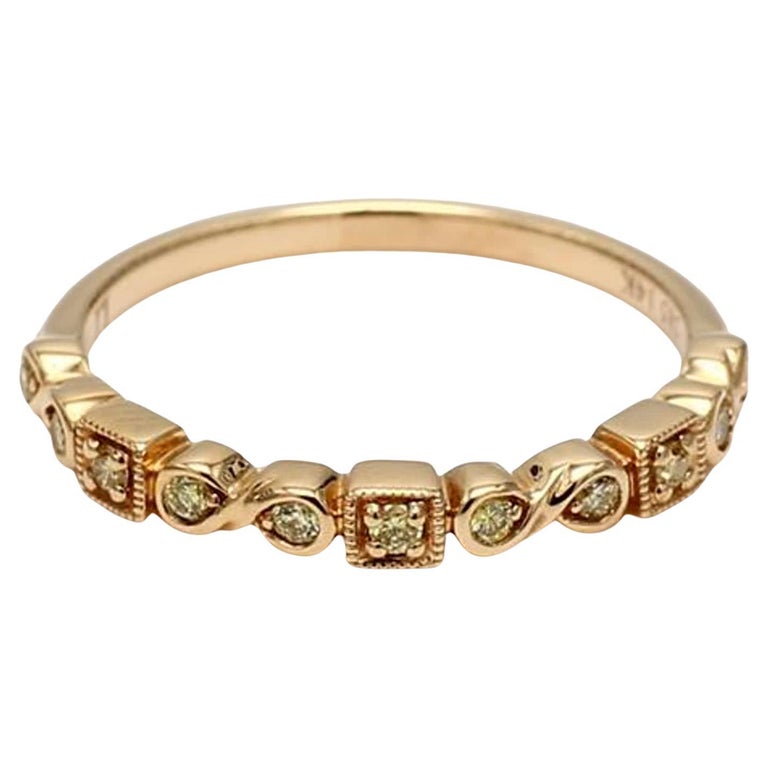 Natural Yellow Round Diamond .10 Carat TW Yellow Gold Wedding Band For ...