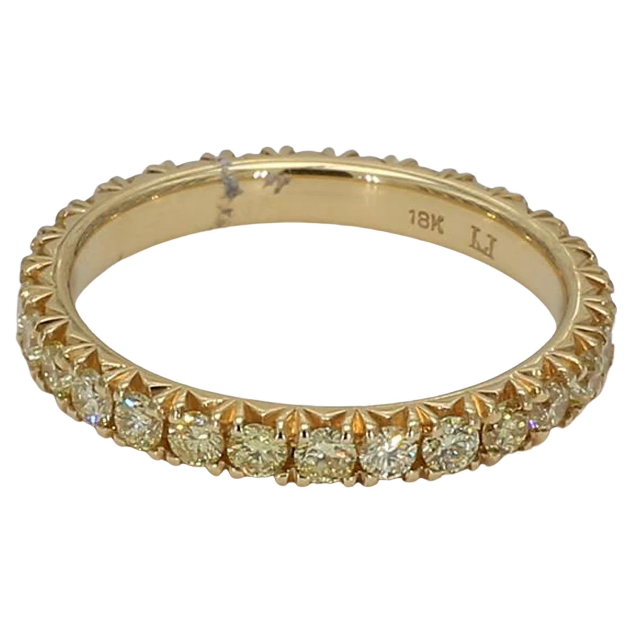 Natural Yellow Emerald Cut Diamond 10.07 Carat TW Yellow Gold Eternity ...