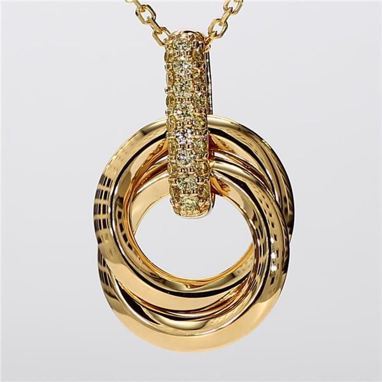 Natural Yellow Round Diamond .30 Carat TW Yellow Gold Drop Pendant For ...