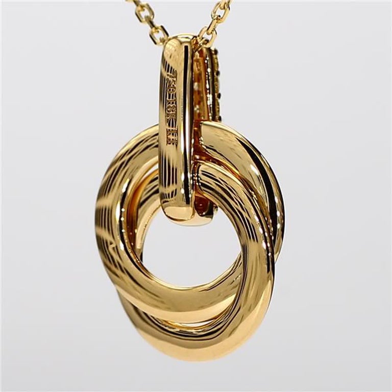 Natural Yellow Round Diamond .30 Carat TW Yellow Gold Drop Pendant For ...