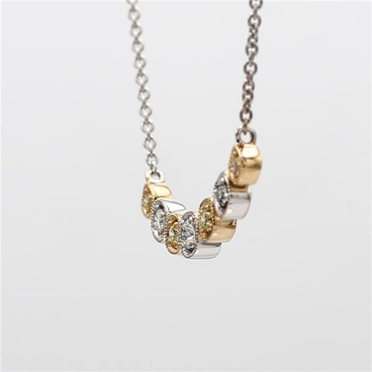Natural Yellow Round and White Diamond .21 Carat TW Gold Necklace For ...