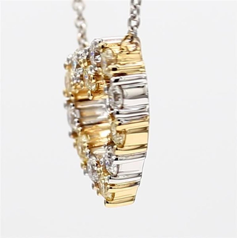 Natural Yellow Round and White Diamond .45 Carat TW Gold Heart Necklace ...
