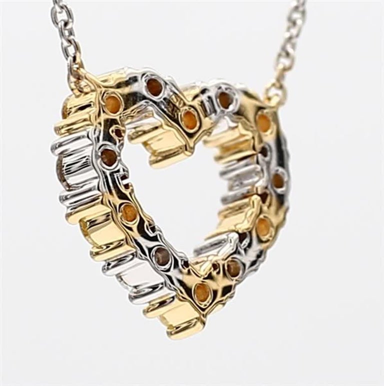Natural Yellow Round and White Diamond .45 Carat TW Gold Heart Necklace ...