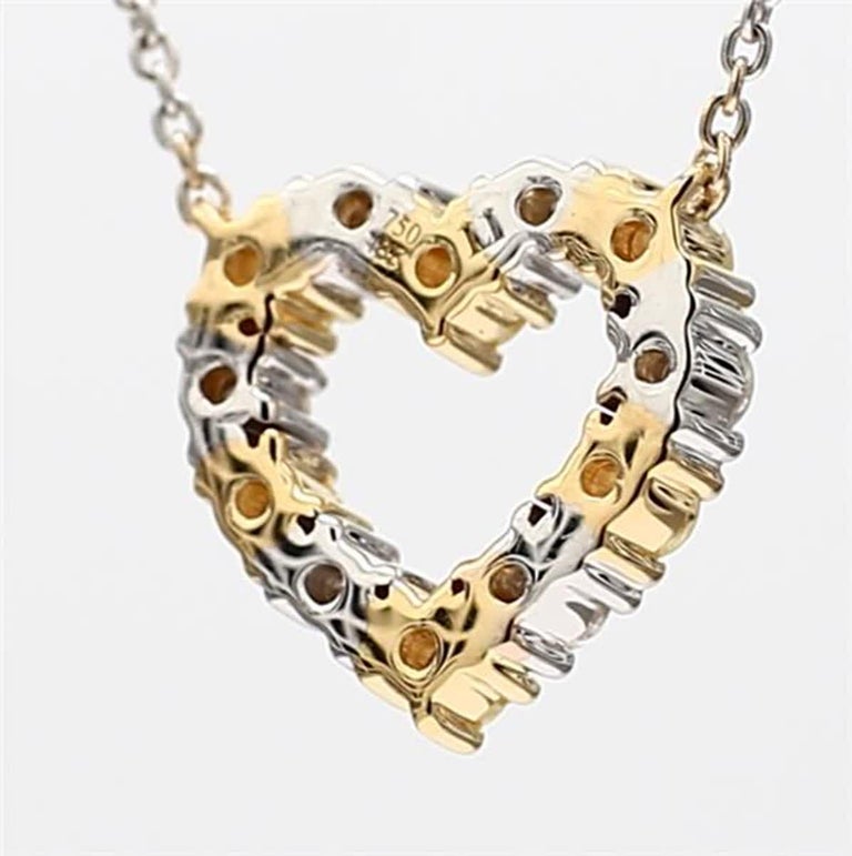 Natural Yellow Round and White Diamond .45 Carat TW Gold Heart Necklace ...