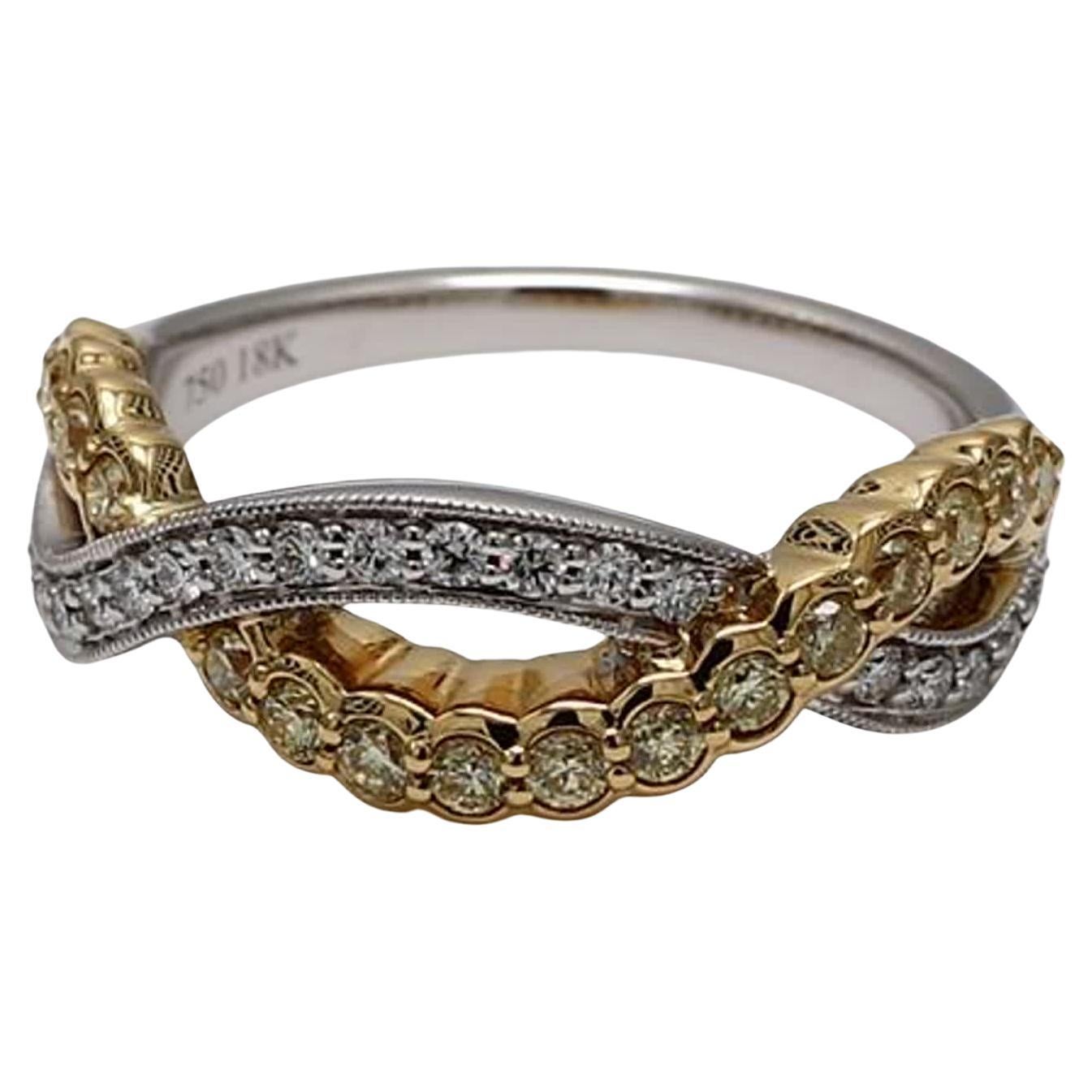 Natural Yellow Round and White Diamond .49 Carat TW Gold Wedding Band ...