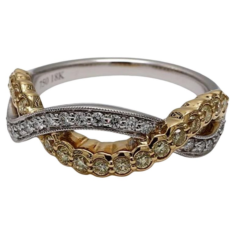 Natural Yellow Round and White Diamond .50 Carat TW Gold Wedding Band ...
