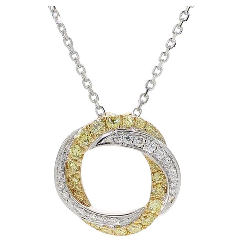 Natural Yellow Round and White Diamond .52 Carat TW Gold Circle Pendant ...
