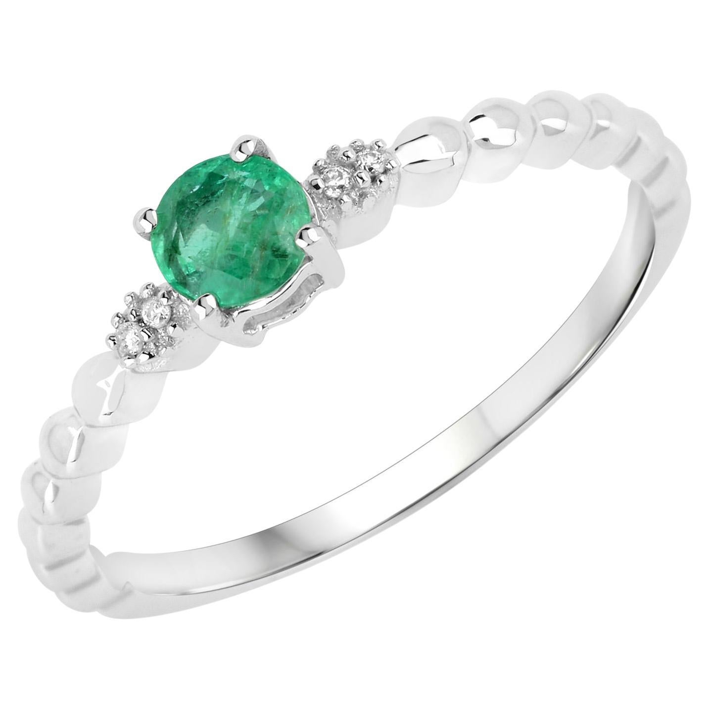 Pear Shape Natural Zambian 1.10 Carat Emerald and Diamond Ring 14K White Gold For Sale at 1stDibs