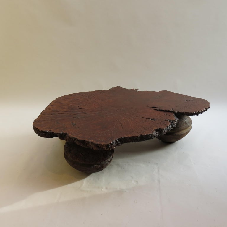 Naturalistic Bespoke Karri Burr Wood and Antique Wooden Base Table at ...