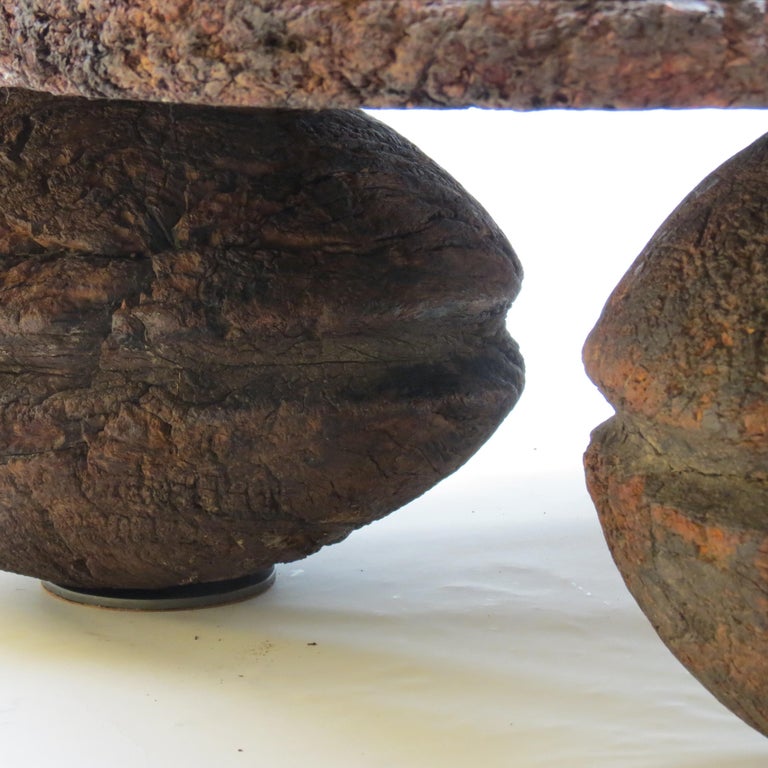 Naturalistic Bespoke Karri Burr Wood and Antique Wooden Base Table at ...